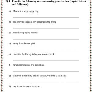 punctuation worksheet for class 1 – skoolon.com