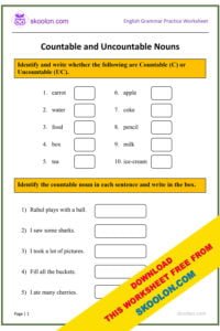 Countable and Uncountable Nouns - skoolon.com