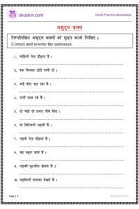 Shudh Ashudh sentences in Hindi - skoolon.com
