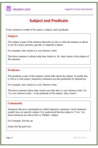 Subject and Predicate Notes - skoolon.com