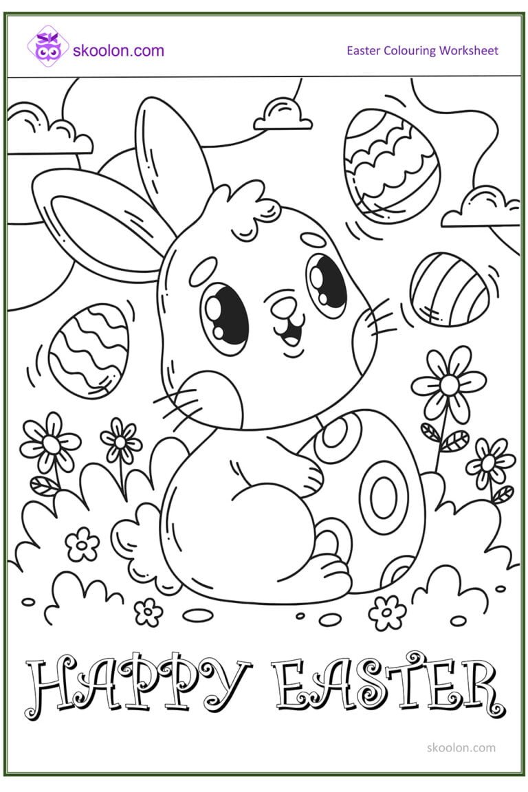 Bunny playing with Easter Egg - skoolon.com