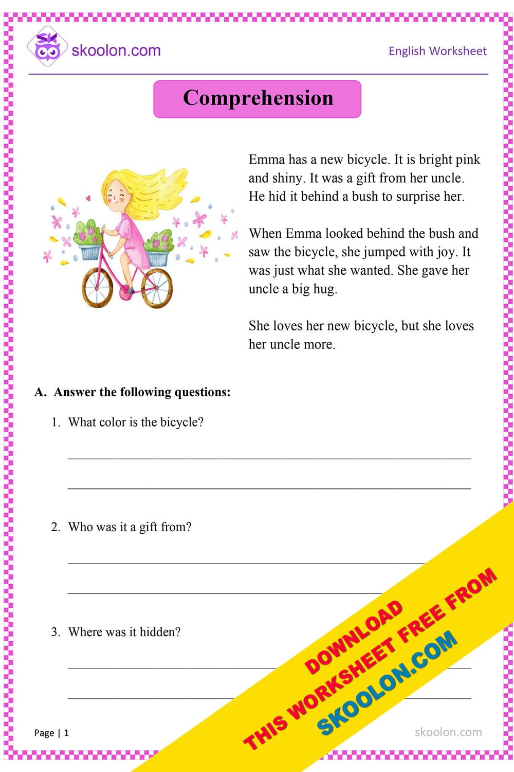 Comprehension Bicycle Skoolon