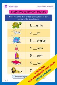Consonant Sounds of Beginning Letter-1 - skoolon.com