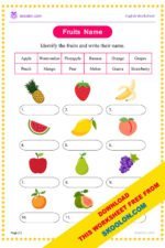 Fruits Name Worksheet - skoolon.com