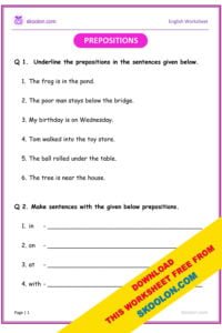 Prepositions Worksheet-6 - skoolon.com