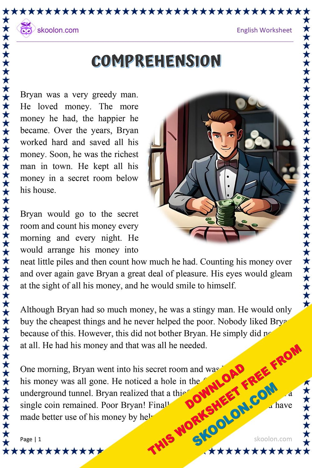 Reading Comprehension Greedy Man Skoolon