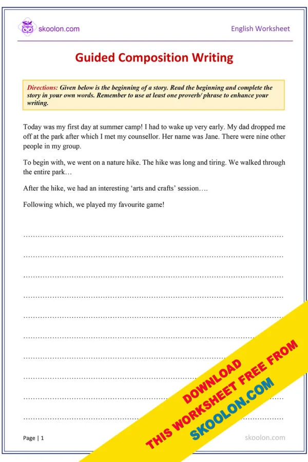 Guided Composition Writing Worksheet - skoolon.com Guided Composition Writing Worksheet - skoolon.com
